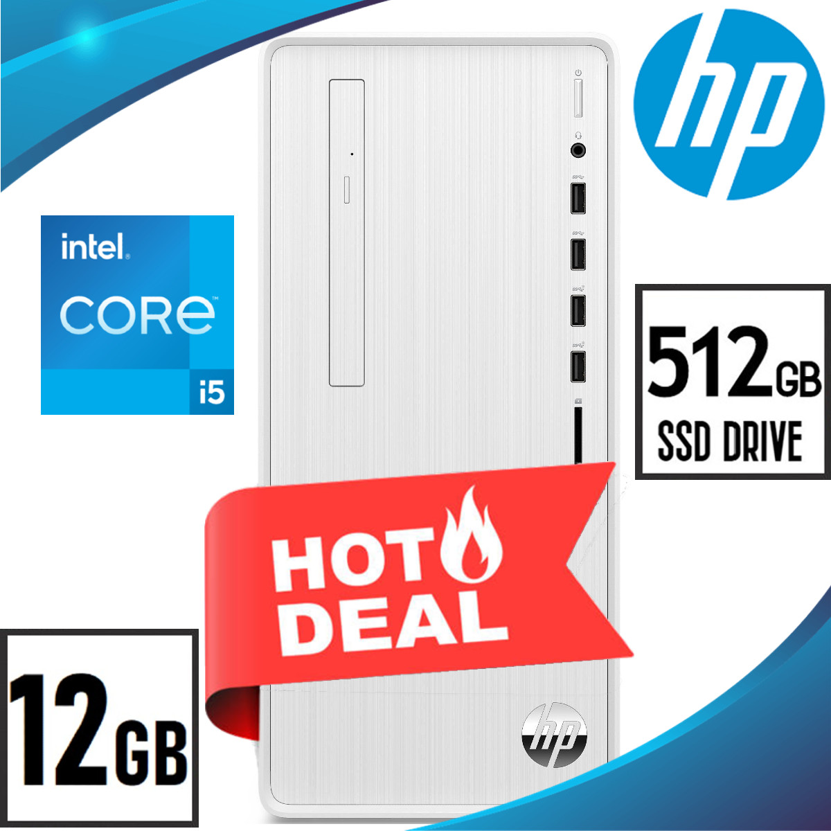 HP Pavilion Desktop PC 12GB Ram Intel Core i5-12400 Six-Core 4.40GHz ...