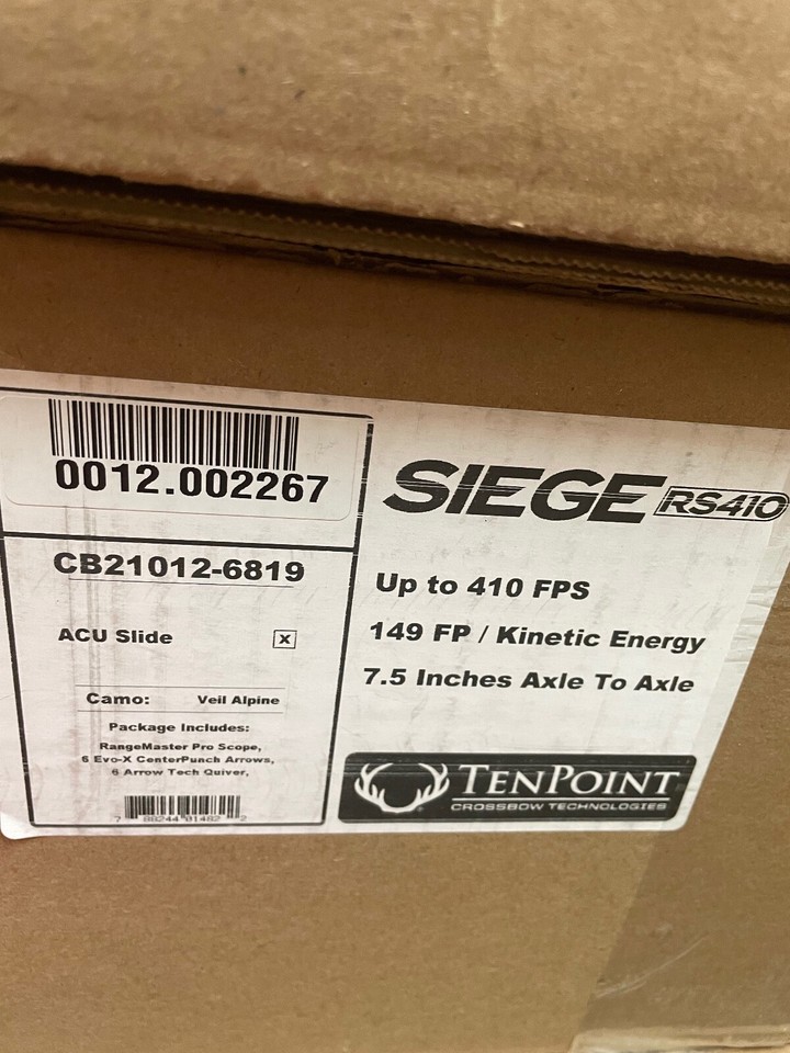 TenPoint Seige RS410 Crossbow - Rangemaster Scope, Acuslide - Veil ...