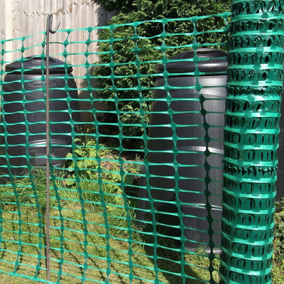Green Plastic Barrier Mesh Temporary Safety Fence 1m x 50m & 20 Fencing ...