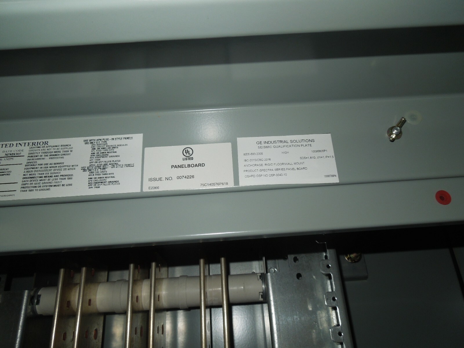 GE Spectra Series 800A MLO 3ph 480/277V NEMA 3R Breaker or Fused Panel ...