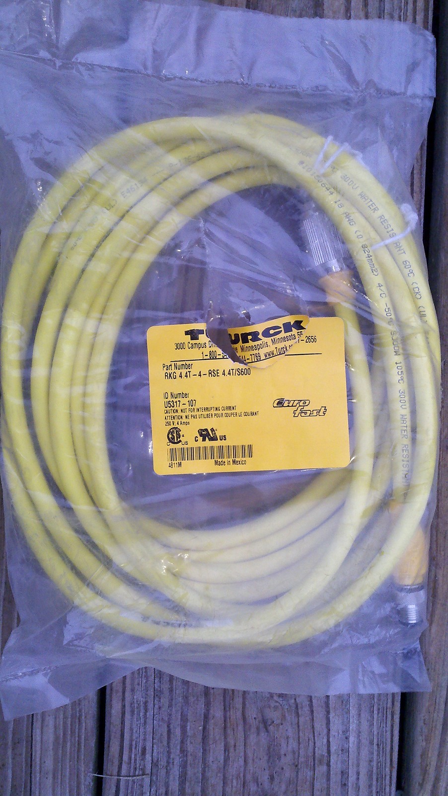 TURCK EURO FAST CABLE , 4-Pin ,RKG 4.4T-4-RSE (U5317-107) | eBay