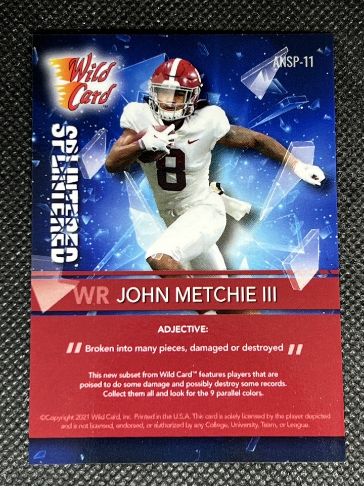 2021 Wild Card Alumination JOHN METCHIE III RC #ANSP-11 BLUE SPLINTERED ...