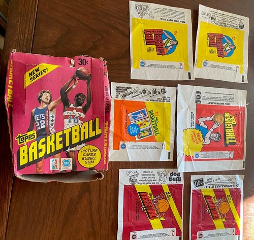Lot 6 Topps Basketball Wax Pack Wrappers 76, 78, 80 and 81 plus Display ...