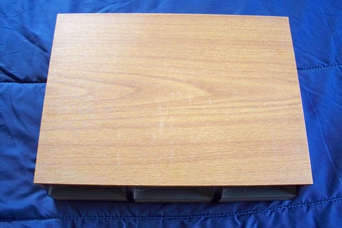 VINTAGE CASSETTE TAPE STORAGE HOLDER CABINET ~ 3 DRAWER/36 TAPES ~ WOOD ...