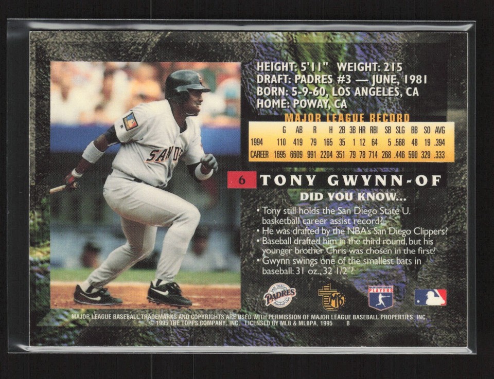1995 Topps Embossed Baseball Tony Gwynn #6 San Diego Padres | eBay