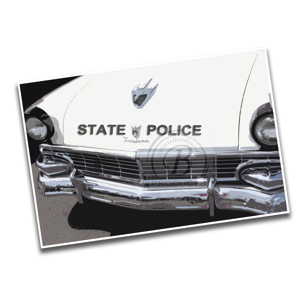 Old Black and White State Police Ford Fairlane Law Enforcement Poster ...