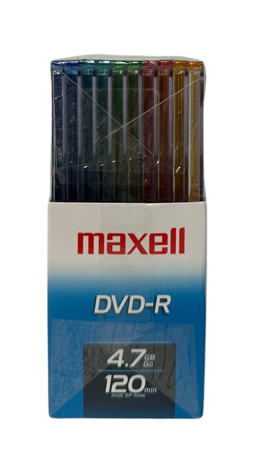 MAXELL COLOR DVD-R 10 PACK 4.7GB 120 MIN BRAND NEW FACTORY SEALED FREE ...