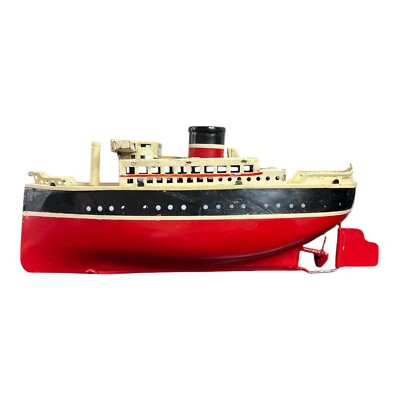 Antique Arnold 8” Ocean Liner 1 Smoke Stack Tin Wind Up Toy NO WINDUP ...