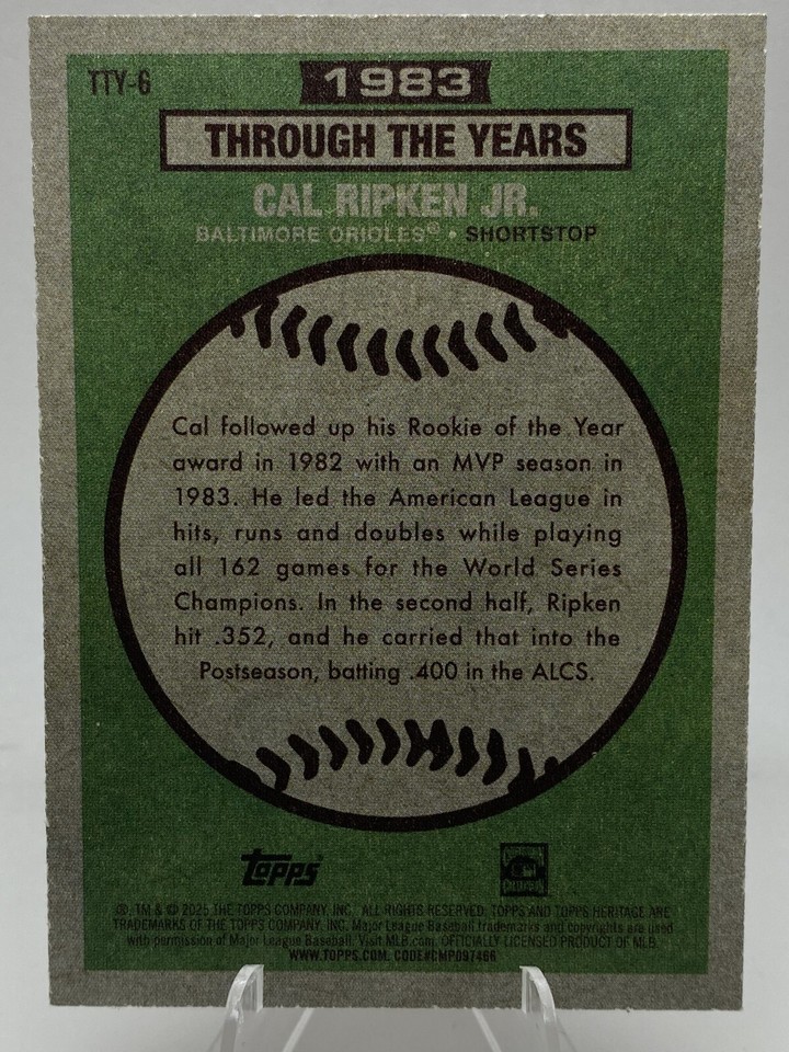2025 Topps Hertiage - Through The Years Cal Ripken Jr. #TTY-6 | eBay