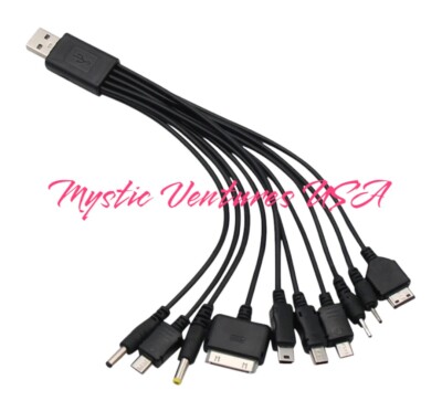 10 In 1 Micro USB Multi-Cable Charger Charging Cable For Mobile Phone ...