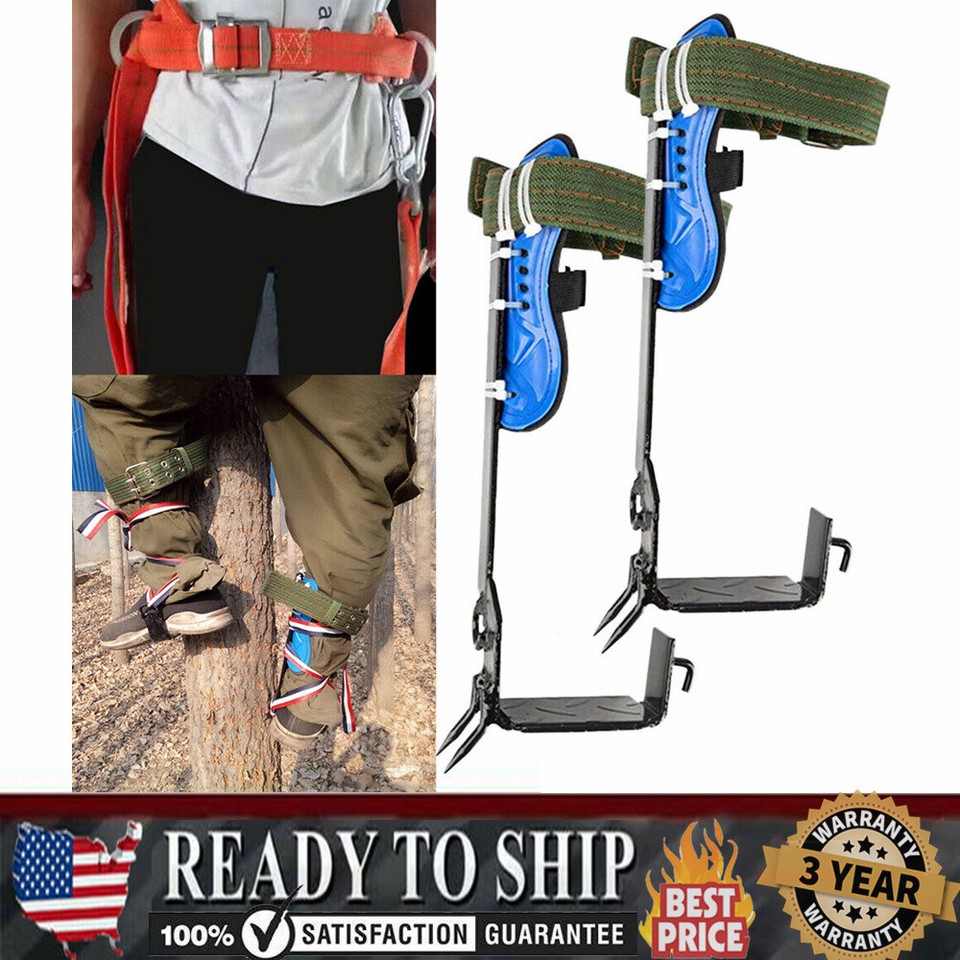 2 Gear Tree Climbing Spikes w/Harness Safety Adjustable Belt Tree ...