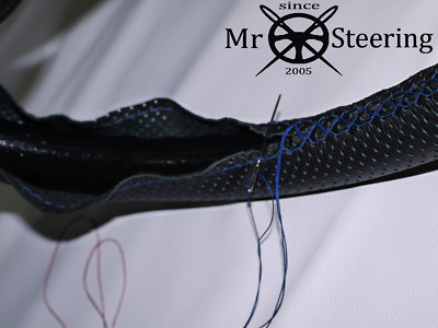 FOR MORGAN F 3 WHEELER LEATHER PERFORATED STEERING WHEEL COVER R BLUE ...