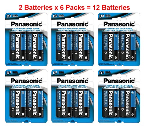 12x Panasonic Size D Batteries 1.5V Heavy Duty D2 x 6 | eBay