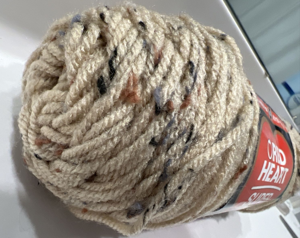 1 Skein Red Heart SUPER SAVER Yarn, 100% Acrylic, Color: Buff Fleck, 5 ...
