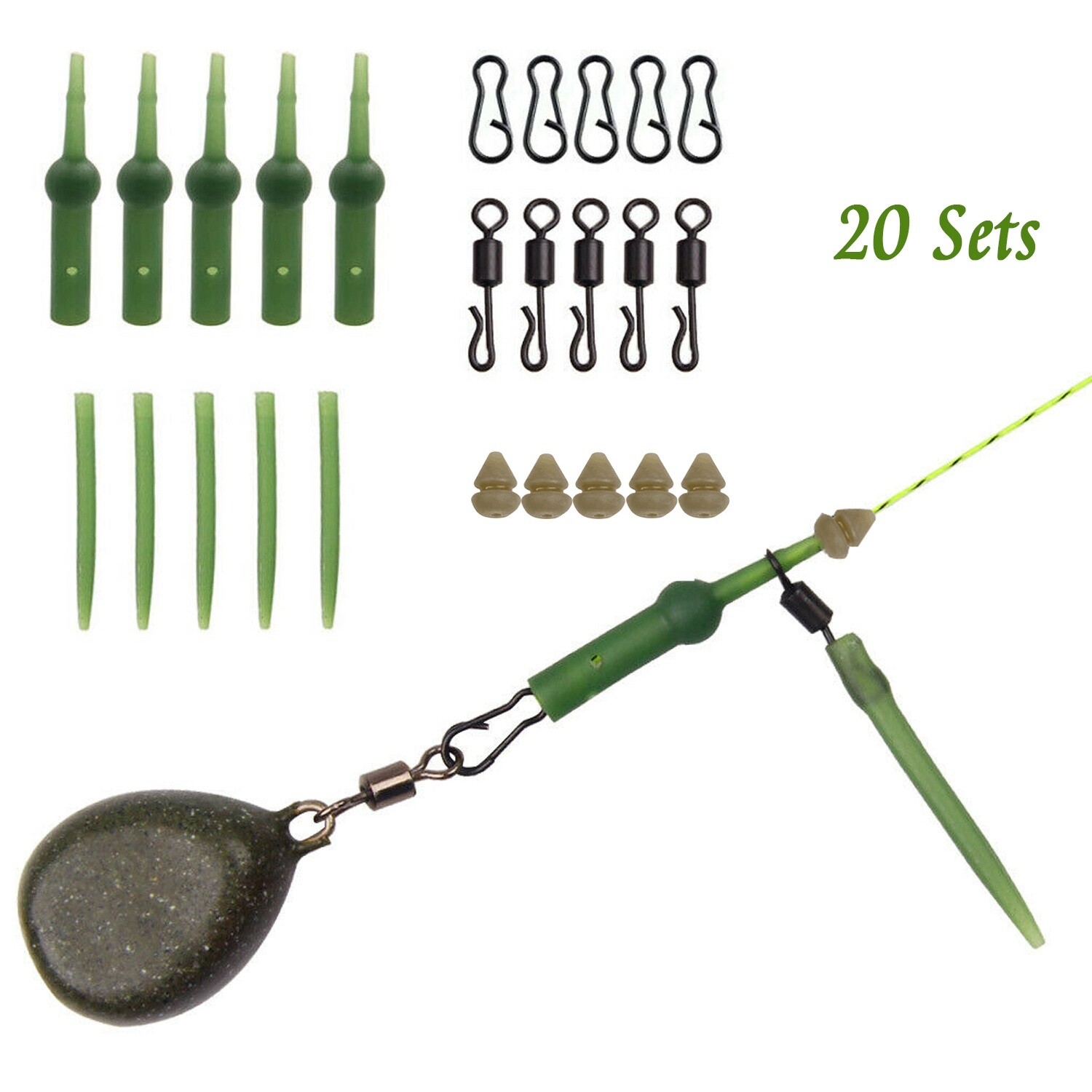 101pcs Carp Fishing Tackle Kit Safety Lead Clips Carp Swivel Anti ...