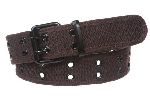 Premium Double Row Grommet Canvas Fabric Belts 2 Hole Double Prong Many ...
