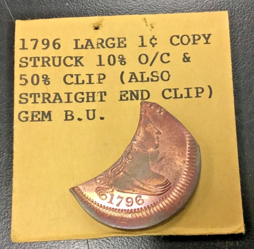 3-ERROR TOKEN 1796 LARGE CENT PATTERN STRUCK 10% O/C on 50% CLIP ...