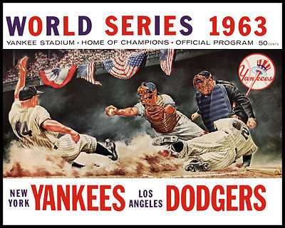 1963 World Series - (Yankees & Dodgers) Program Poster - 8x10 Color ...