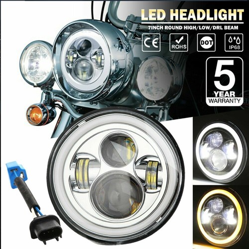 7" Inch Chrome LED Headlight Projector For Honda Shadow VT VT1100 VT750 ...
