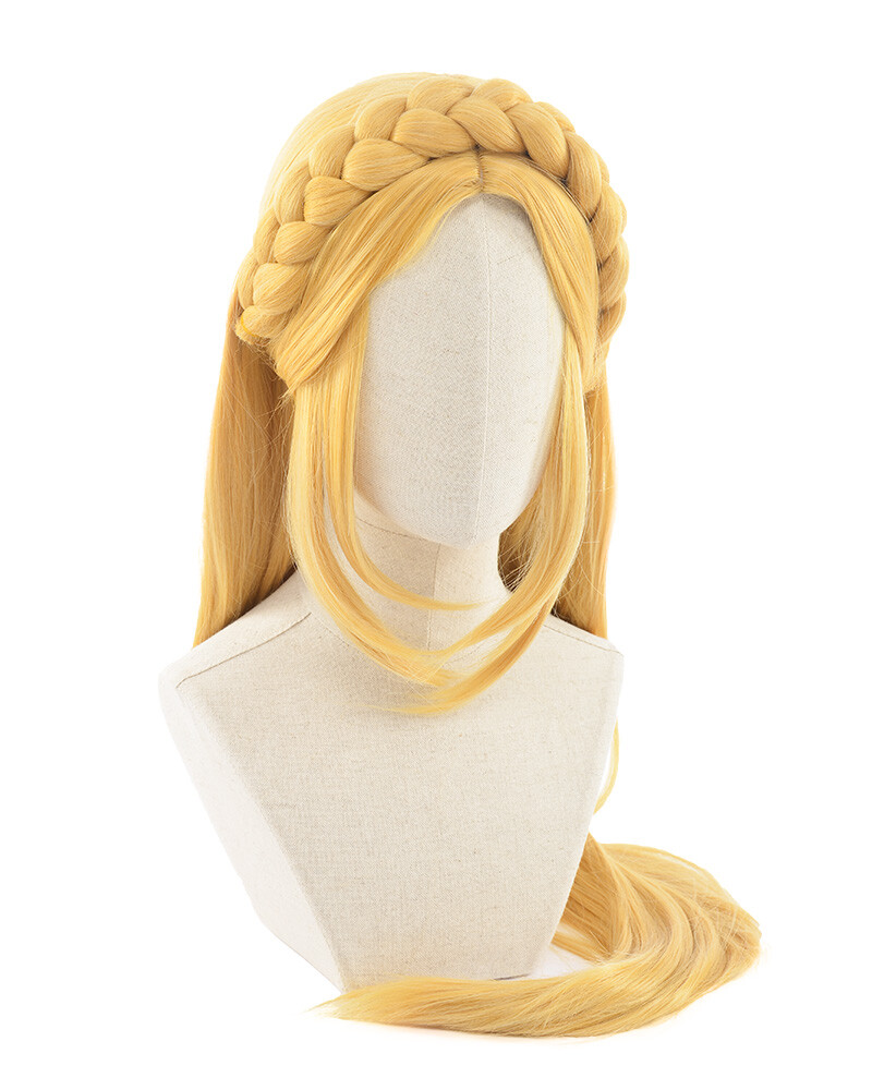 Women's Sequel Princess Cosplay Wig Golden Long Braided Wig with Elf ...