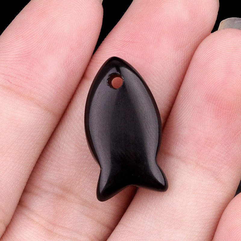 20pcs Natural Obsidian Stone Carved Animal Fish Crystal Quartz Pendant ...
