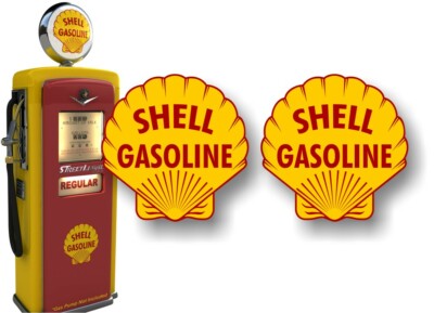 2 Vintage MDL# SHELGAS04 Gasoline Pump Decals Gas Station Sign Stickers ...