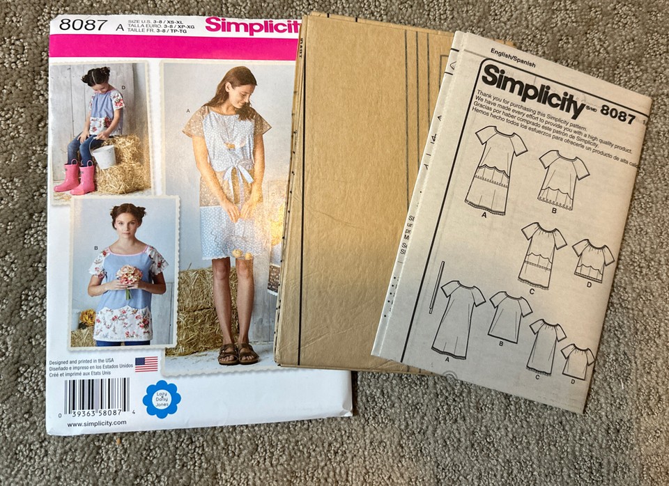 Misses/Girls Dress & Top Tunic Sewing Pattern/Simplicity 8087/SZ 3-8 ...