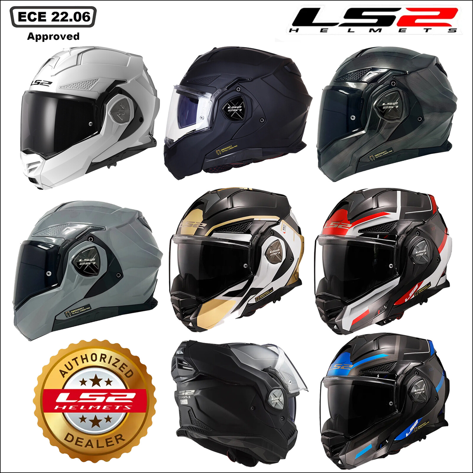 LS2 FF901 ADVANT X ECE22.06 MODULAR FLIP FRONT FULL FACE MOTORCYCLE ...