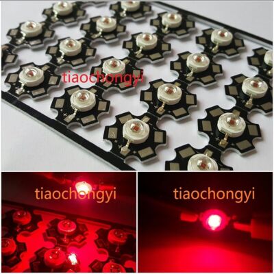 3W Red 660nm 655nm-660nm LED Plant Glow Light Emitter with 20mm star ...