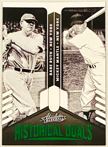 Babe Ruth & Mickey Mantle 2022 Panini Absolute Historical Duals Green ...