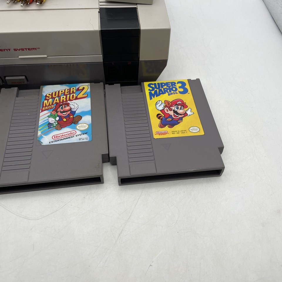Nintendo NES Console Bundle + Super Mario Bros 1 2 3 - NEW 72 Pin ...