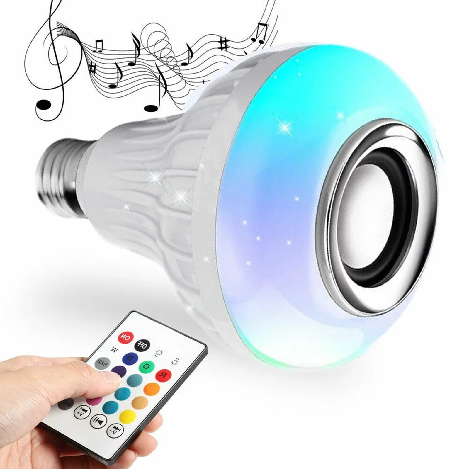 LED Light Bulb Bluetooth LED Lamp Light Wireless Stereo Audio Remote ...