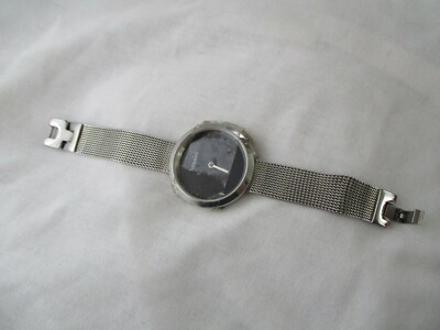 Bossini Watch Silver Toned Stainless Steel Black Round Face WORKING! | eBay