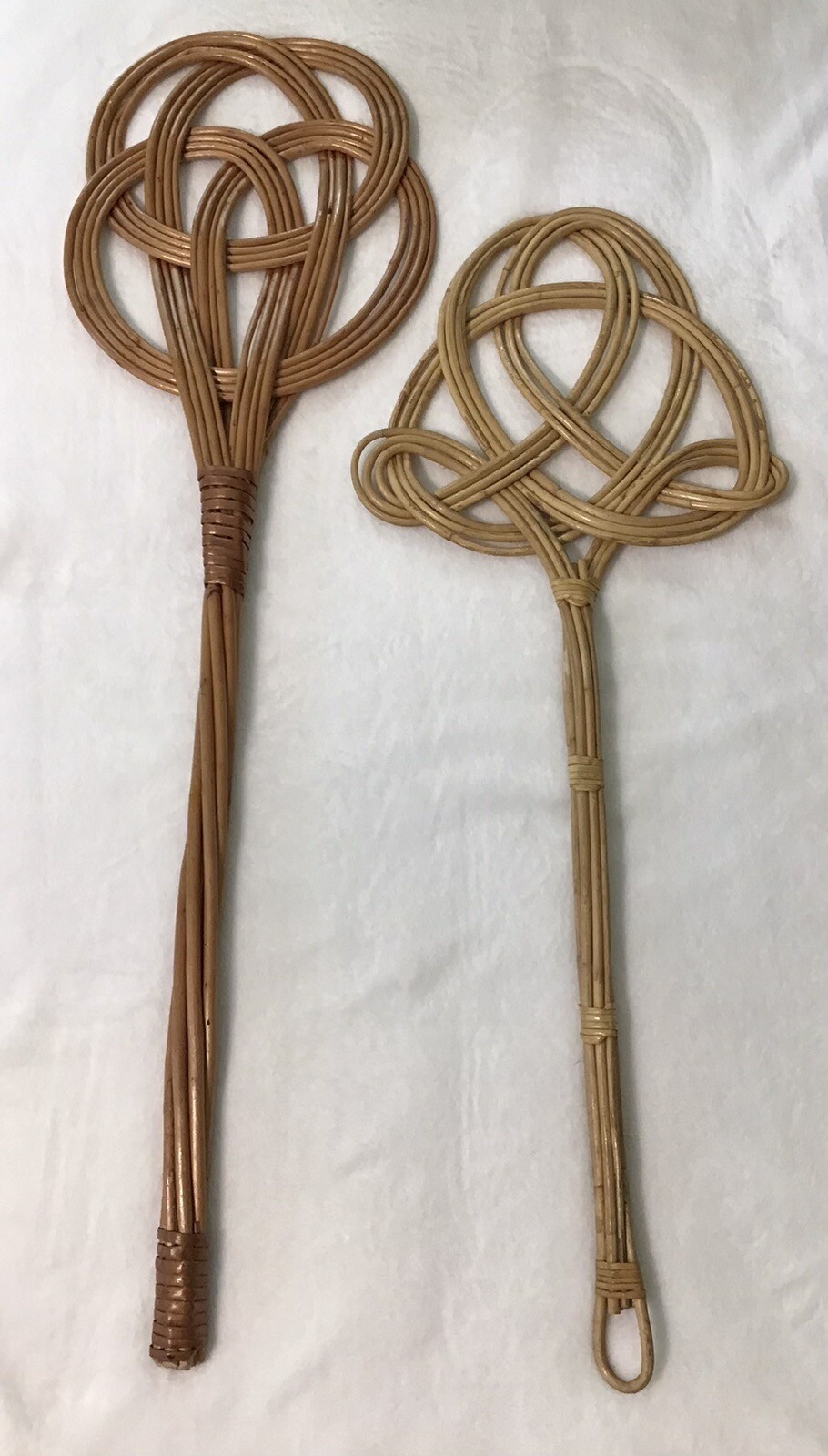 Lot of 2 Vintage Woven Rattan Rug Carpet Beater Farmhouse Boho Wicker ...
