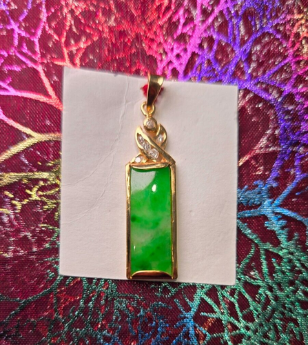 Elegant Jade Bar Pendant |18k Gold | 6 Diamonds (NEW) | eBay
