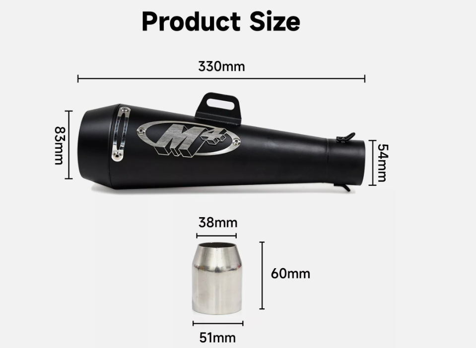 38-51mm M4 Exhaust Yamaha R6 2006 - 2020 GP GP Mount slip on with BLACK ...