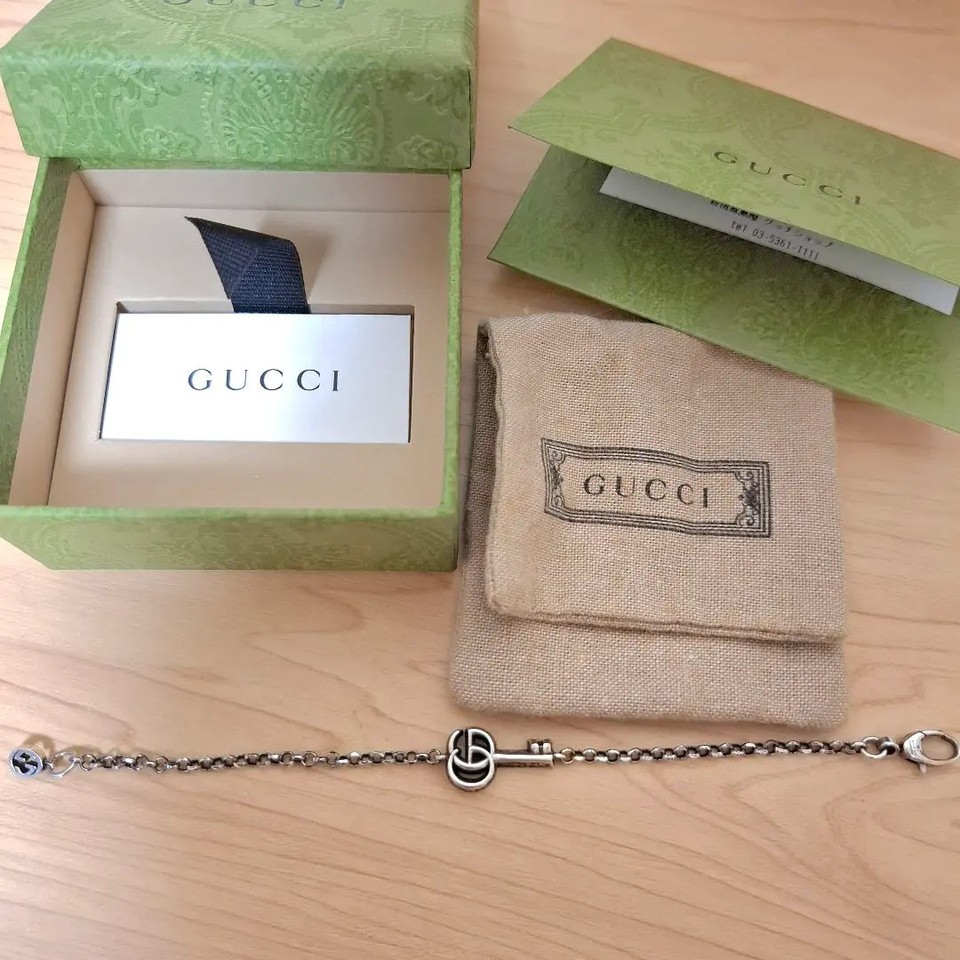 GUCCI Double Gee GG Key Charm Bracelet 16 Pre-owned Near Mint FS From ...