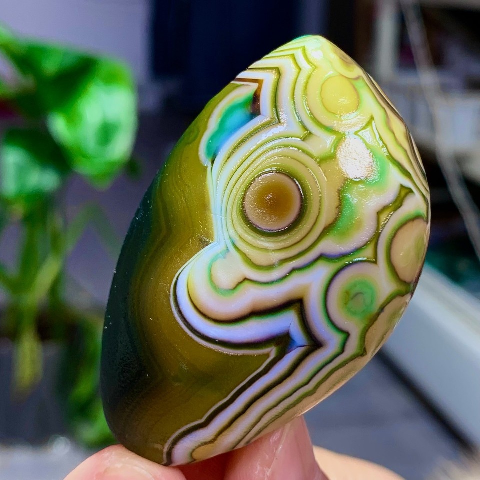74G Rare! Natural Gobi Agate Eye Agate/Crystal PalmStone Madagascar | eBay