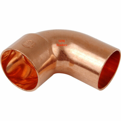 End Feed Copper Street Elbow Fittings 90 Bend Copper Pipe 15/22/28mm 10 ...