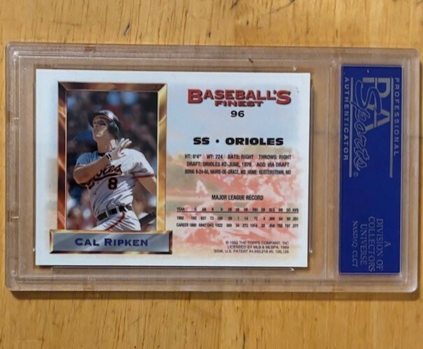 1993 93 Topps Finest Refractor Ref #96 Cal Ripken Jr HOF PSA 10 GEM ...