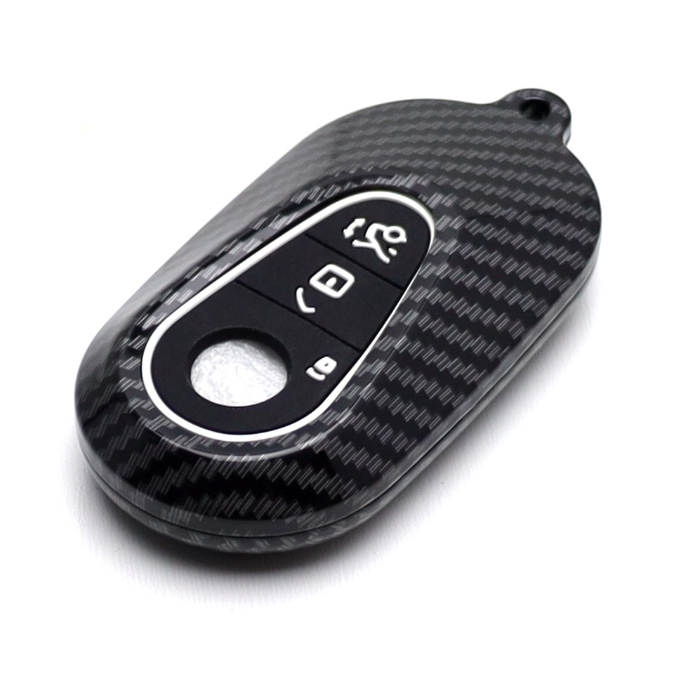 Black "Carbon" Key Fob Shell For Mercedes 22+ C E S EQS EQE Gen4 Oval ...