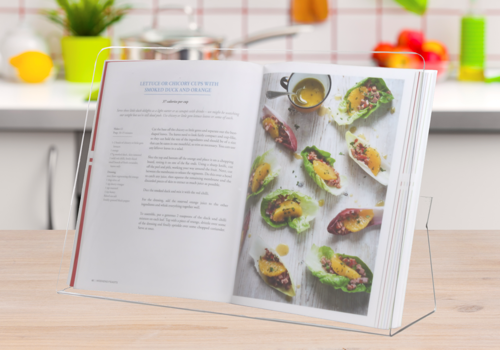 Kitchen Cookbook Stand Book Holder Rack Cook Book Clear Plastic Large ...