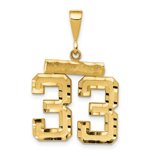 14k Yellow Gold Medium Diamond-cut Number # 33 Charm Pendant 1.18" | eBay