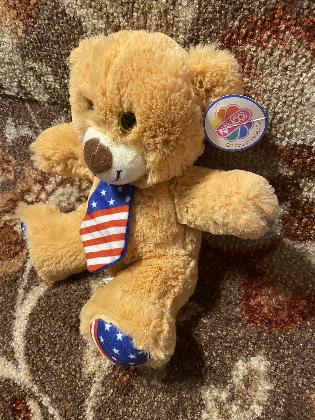 Plush tan Patriotic American Flag Tie Teddy Bear Stuffed Animal Stuffy ...
