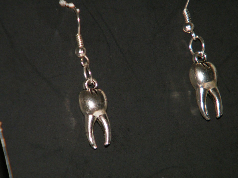 TOOTH Earrings Dental Hygienist Dentist Silver Teeth Charm Molar Silver ...