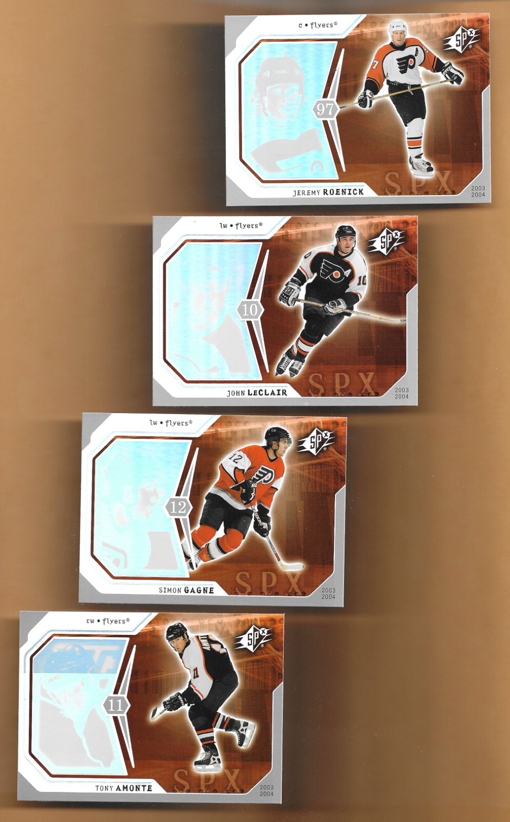 PHILADELPHIA FLYERS! 2003-04 SPX TEAM SET ROENICK/LECLAIR/GAGNE/AMONTE ...