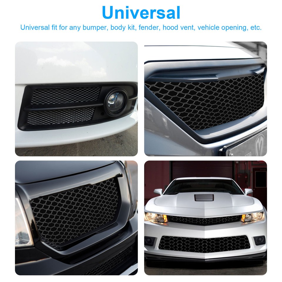 Universal Black Car Grille Mesh Net Sheet Aluminum Rhombic Auto Grill ...