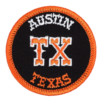 Austin Texas Embroidered Patch Black Twill/Orange Iron-On Sew-On Jacket ...