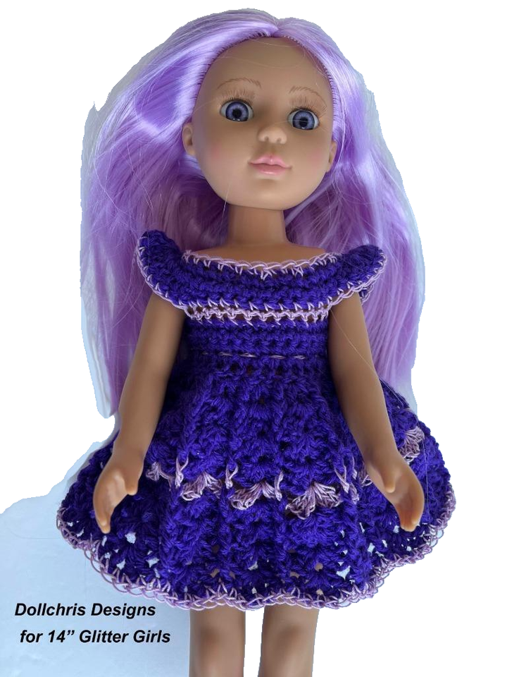 Purple Dress for 14" Glitter Girls w/Purple Hair Doll Clothes Dollchris ...