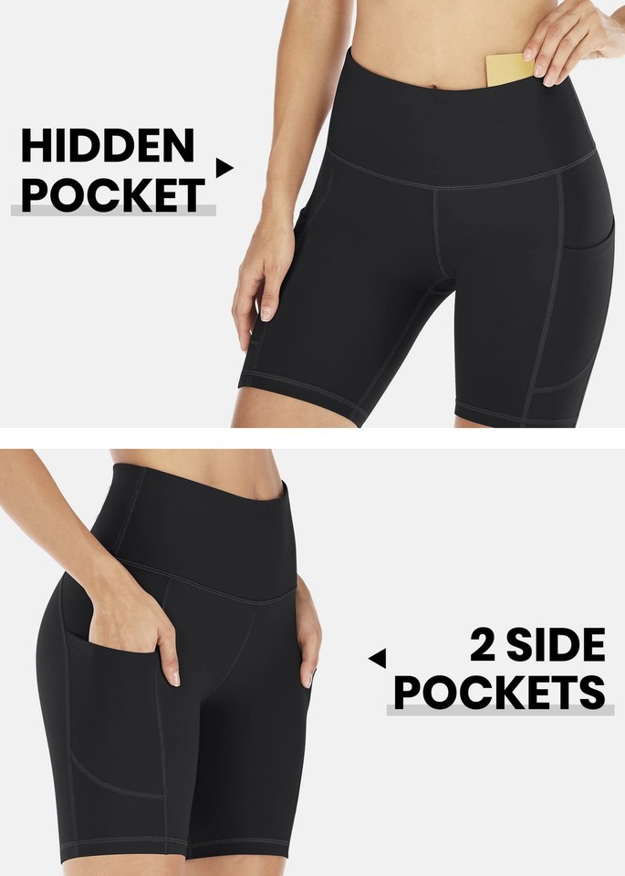 Biker Shorts Women 6" Workout Shorts Women with Pockets High Waisted ...